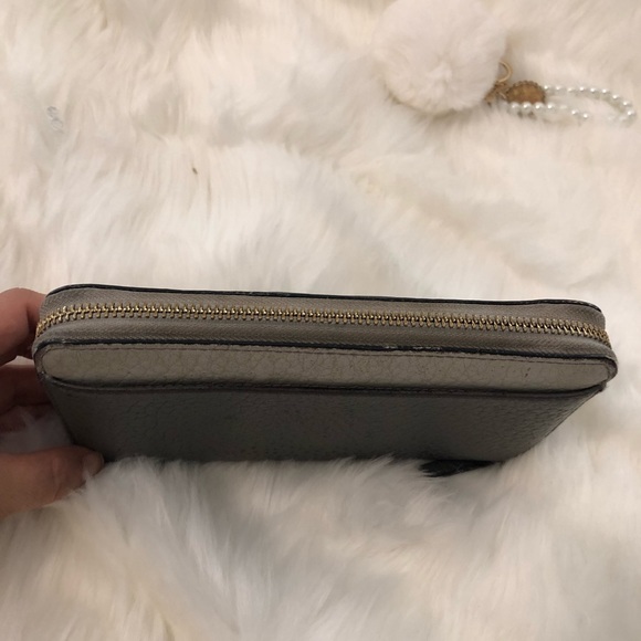 kate spade | Bags | Pre Loved Kate Spade Gray Large Leather Wallet ...